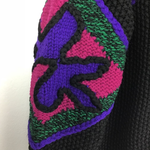 Vintage | Sweaters | Vintage 8s Abstract Hand Knit Geo Chunky Sweater ...